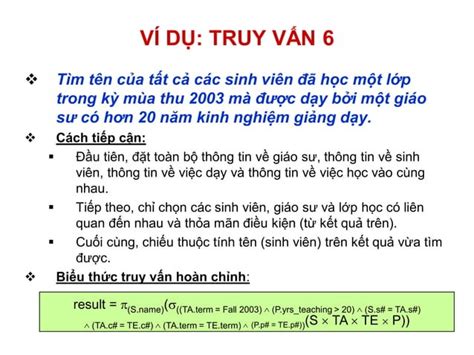 Cơ sở dữ liệu PTIT đại số quan hệ PPT