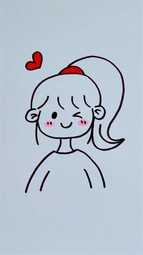 女孩简笔画简单又漂亮马尾又好看简单（最新13张） 简笔画图片大全