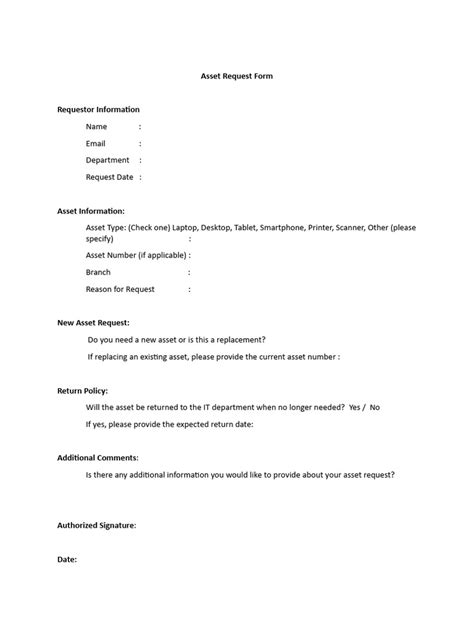 Asset Request Form Pdf