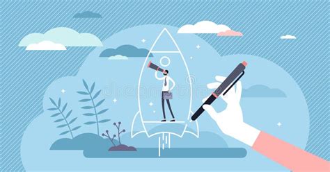 Startup Company Launch Concept Flat Tiny Person Vector Illustration