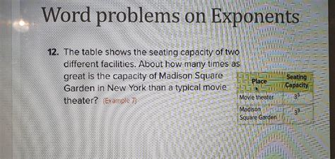 [solved] Word Problems On Exponents 12 The Table