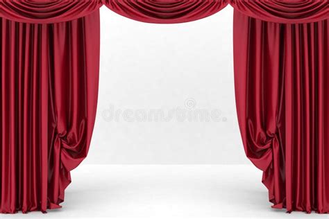 Red Curtain On Theater Wood Stage With Red Velvet Stock Photo Image