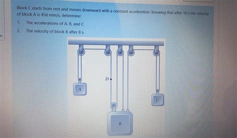 Solved Block C Starts From Rest And Moves Downward With A Chegg