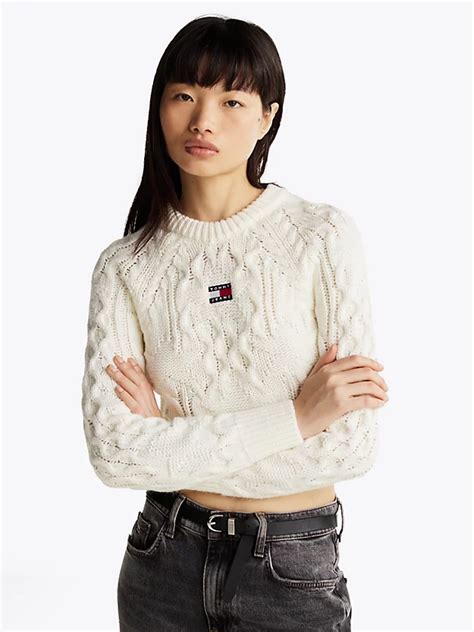 Pullover Mit Zopfmuster Und Sternen Weiß Tommy Hilfiger