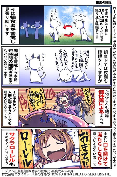 馬の睡眠とサクラローレルのお話 坂崎ふれでぃ さんのマンガ ツイコミ仮