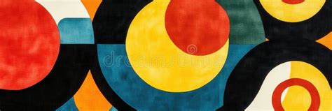 Geometric Pattern Of Interlocking Circles In Bold Primary Colors With