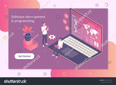 Development Software Programming Concept Web Engineer Stock Vector