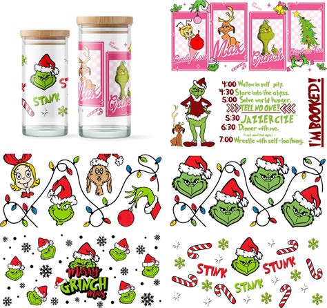 Amazon UV DTF Cup Wrap Transfer For Glass Sheet Christmas Transfers Stickers Cute
