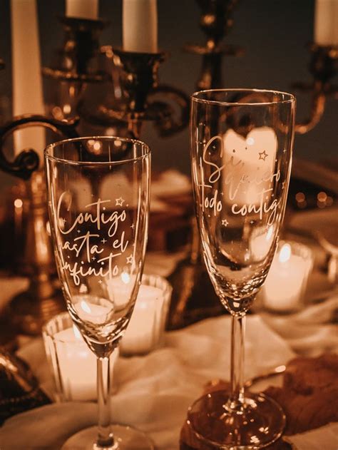 Copas personalizadas para brindar Sí Quiero contigo hasta el infinito