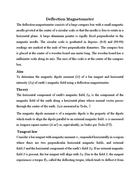 deflection magnetometer pdf magnetic field magnetometer