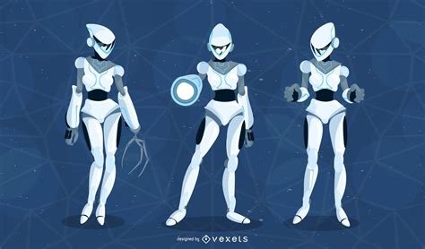 Female Robot Vector Pack Vector Download