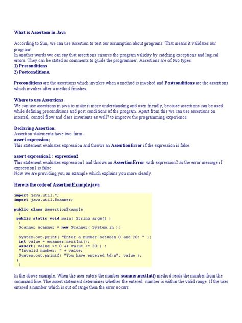 Assertion In Java Pdf