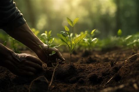 Premium Photo Planting Saplings In Rejuvenating Forest Generative Ai