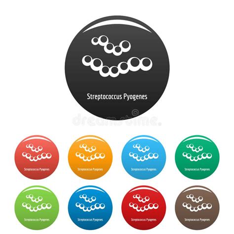 Vector Fijado Iconos Del Color De Streptococcus Pyogenes Ilustración