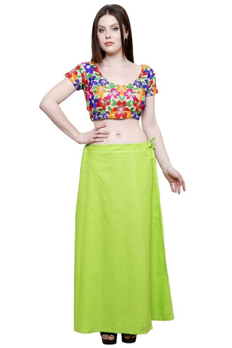 Buy Pistaa Womens Cotton Parrot Green Colour Pure Cotton Inskirt Saree