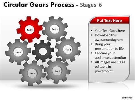 Circular Gears Process Stages 6 Powerpoint Slides Presentation Graphics Presentation