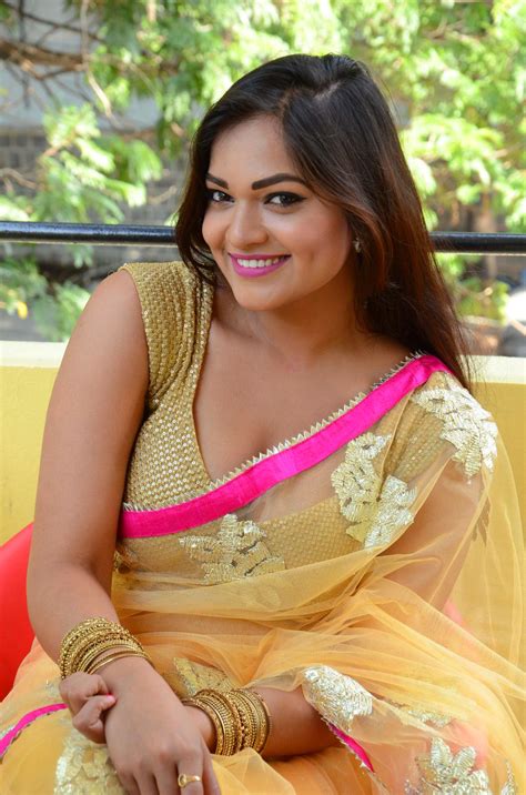 Ashwini Cleavage In Yellow Saree South Indian Actress