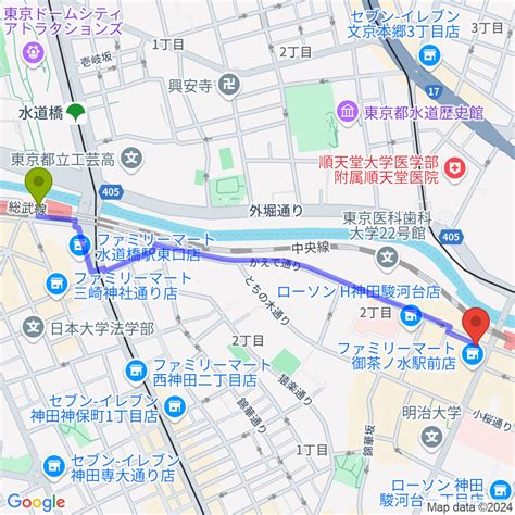 水道橋駅からbigbossお茶の水駅前店へのルートマップ Mdata