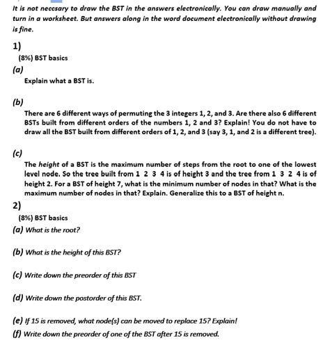 solved it is not necesary to draw the bst in the answers