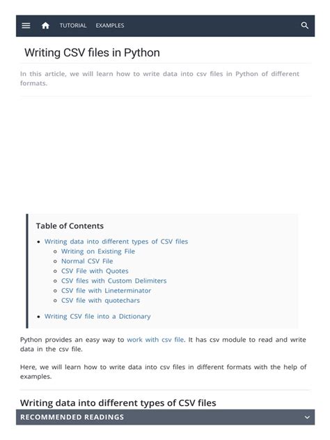 Writing Csv Files In Python Pdf Pdf Comma Separated Values Python