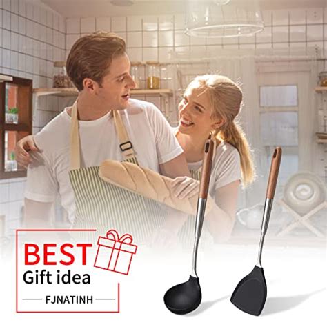 Silicone Wok Spatula Set Stir Fry Spatula And Soup Ladle Bpa Free Silicone Stainless Steel
