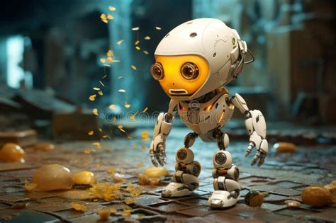 Miniature Little Cute Domestic Robot Generate Ai Stock Illustration
