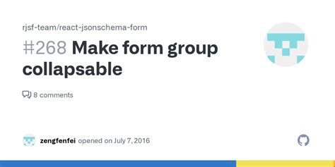 Make Form Group Collapsable · Issue 268 · Rjsf Teamreact Jsonschema Form · Github