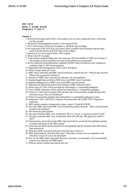 Solution Immunology Exam 3 Chapters 5 6 Study Guide Studypool