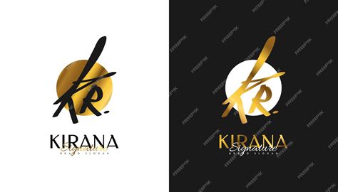 Premium Vector Kr Signature Initial Logo Design With Gold Handwriting