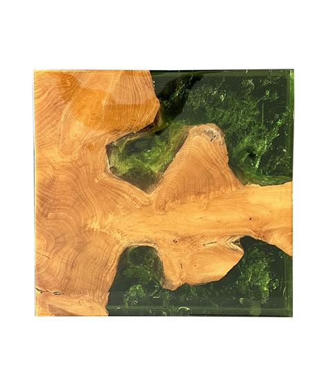 Résine Epoxy Table Basse En Teck Et Résine Epoxy Verte Worlds Art