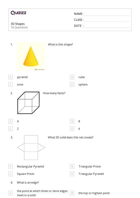 D Shapes Worksheets For Th Grade On Quizizz Free Printable