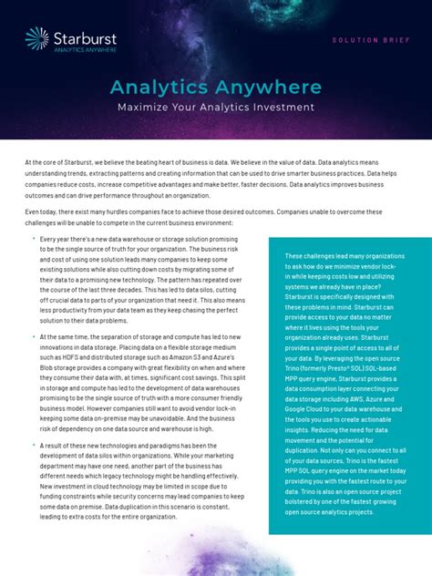 Starburst Analytics Solutionbrief Pdf
