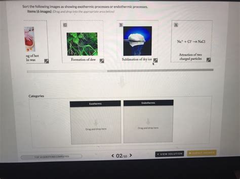 solved sort the following images as showing exothermic
