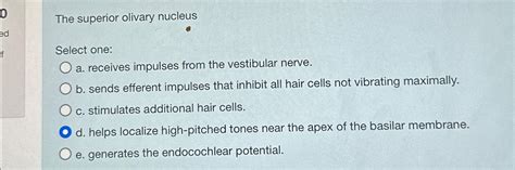 Solved The Superior Olivary Nucleusselect Onea ﻿receives