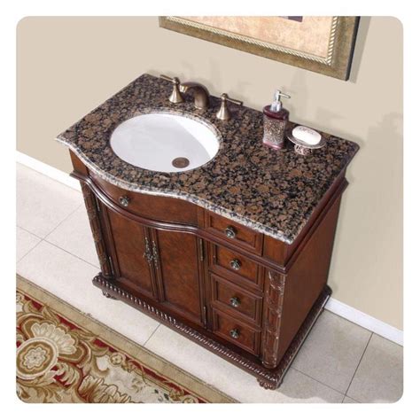 Silkroad Exclusive 36 Left Side Single Sink English Chestnut Bathroom