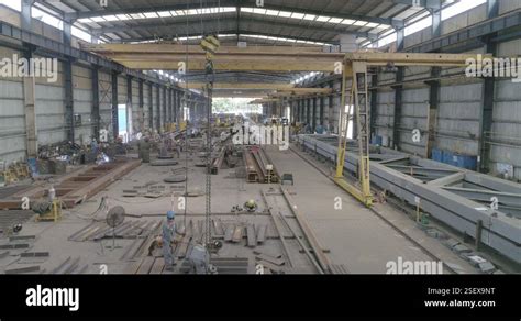Gantry Cranes And Steel Materials And Structures In A Fabrication Plant