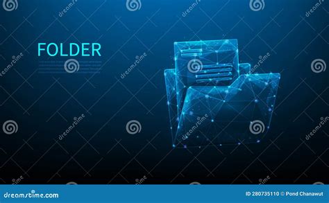 Folder Digital Technology Low Poly Wireframe Open File Folder Document Digital Database Symbol