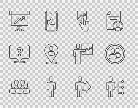 Set Line Project Team Base User Of Man In Business Suit Team Leader Head Hunting Chalkboard