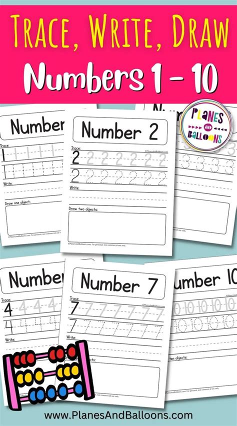 trace write and draw numbers 1 10