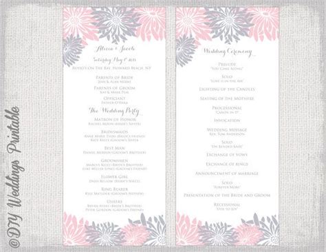 Printable Wedding Program Template Pink And By Diyweddingsprintable Printable Wedding Programs