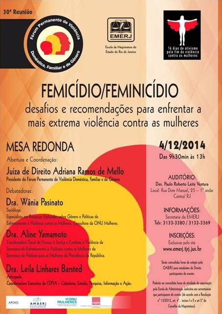 Fórum De Violência Doméstica Do Rj E Emerj Discutem Feminicídio