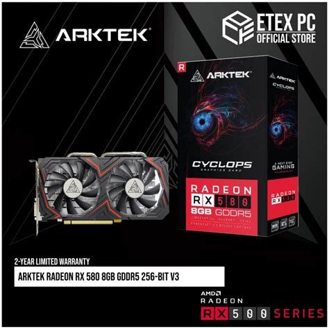 Arktek Radeon Rx 580 8gb Gddr5 256 Bit V3 Akr580d5s8gh1a Shopee