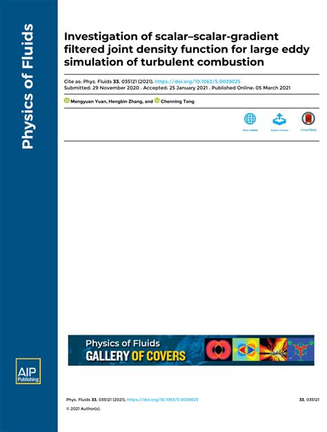 Pdf Investigation Of Scalarscalar Gradient Filtered Joint Density