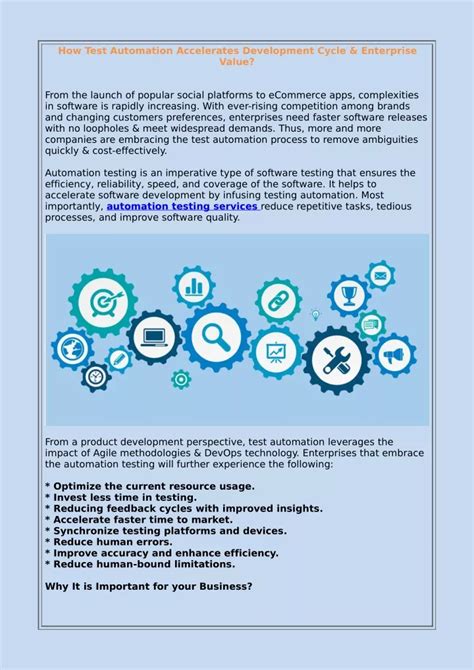 Ppt How Test Automation Accelerates Development Cycle And Enterprise Value Powerpoint