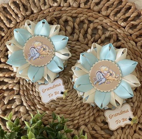 Classic Pooh Baby Shower Corsage Boy Classic Pooh And Eeyore Baby Shower Pin Pooh Bear Baby
