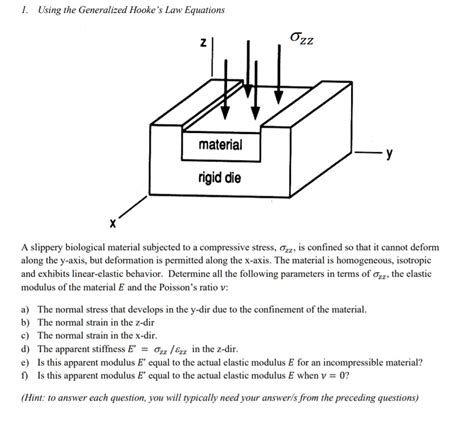 Solved I Using The Generalized Hookes Law Equations Material Rigid