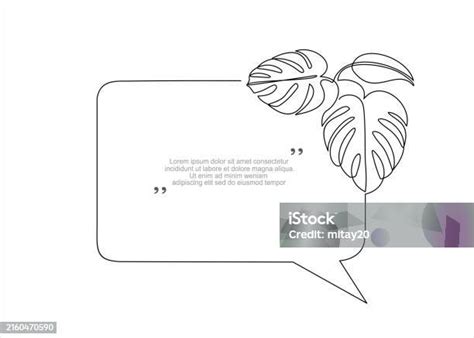 몬스테라 잎과 말풍선의 연속 한 선 그리기 흰색 배경에 유행 한 라인 아트 벡터입니다 벡터 일러스트 레이 션입니다 0명에 대한 스톡 벡터 아트 및 기타 이미지 Istock