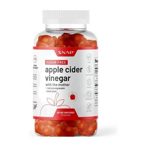 Snap Acv Sugar Free Apple Cider Vinegar Gummies Detox And Cleanse 60