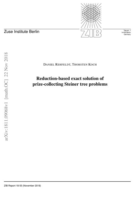 Pdf Reduction Based Exact Solution Of Prize Collecting Steiner Tree Problems