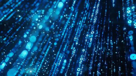 blue digital binary data background on computer screen premium ai